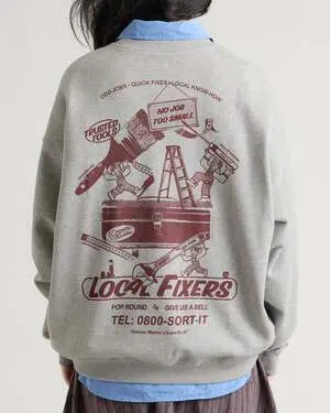 DAMSON MADDER Local Fixers Graphic Sweater Sweatshirt