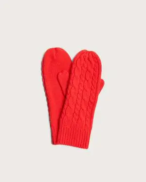 DAMSON MADDER Cable Knit Mittens - Red