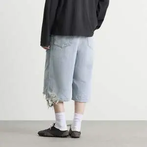 Acne Studios Judda Ripped Denim Shorts