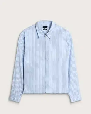 BEAMS Stripe Zip Shirt - Sax