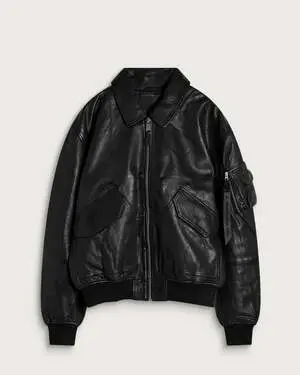 Alpha Industries Cwu-36/p Leather Uv Bomber Jacket