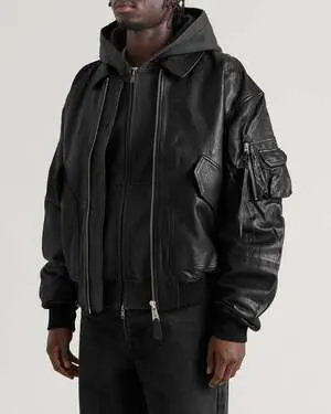 Alpha Industries Cwu-36/p Leather Uv Bomber Jacket