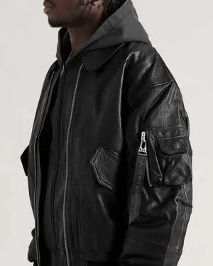 Alpha Industries Cwu-36/p Leather Uv Bomber Jacket