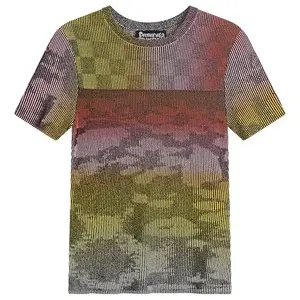 PAOLINA RUSSO Illusion Knit Cap Sleeve T-shirt - Rainbow