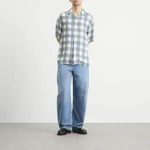 JIL SANDER Boxy Fit Shorts Sleeve Shirt Check Shirt
