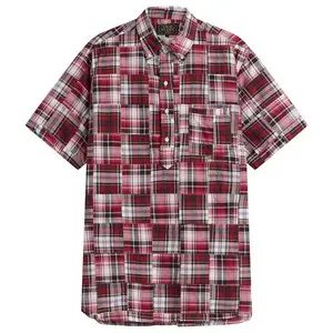BEAMS Pullover Patchwork Masras Shirt - Red Patchwork