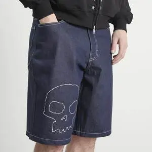 PLEASURES X Zero Skull Denim Shorts