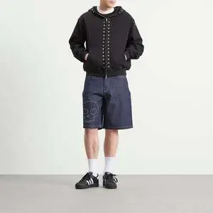 PLEASURES X Zero Skull Denim Shorts