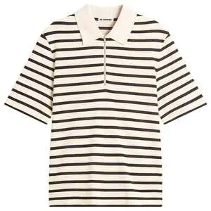 JIL SANDER Stripe Shorts Sleeve Polo - Bluejay