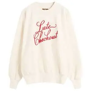 LATE CHECKOUT Script Crewneck Sweatshirt - White/red
