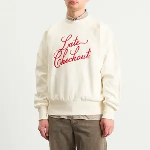 LATE CHECKOUT Script Crewneck Sweatshirt - White/red