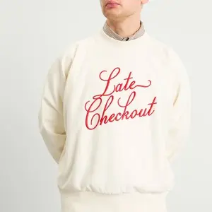 LATE CHECKOUT Script Crewneck Sweatshirt - White/red