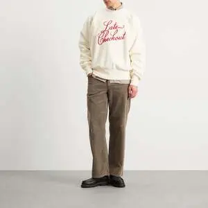 LATE CHECKOUT Script Crewneck Sweatshirt - White/red