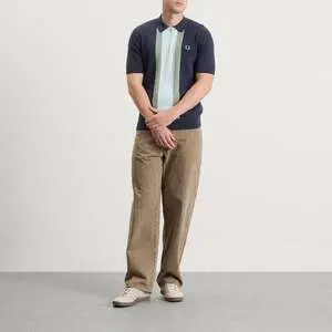 Fred Perry Textured Stripe Knitted Zip Polo Shirt