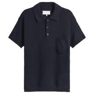 MAISON MARGIELA Knitted Polo Shirt - Blu/black