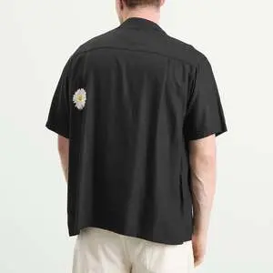 NOMARHYTHM TEXTILE Flower Embroidery Open Collar Shirt