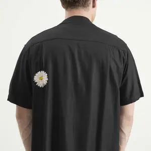 NOMARHYTHM TEXTILE Flower Embroidery Open Collar Shirt