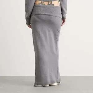 SKIMS Textured Knit High Slit Long Skirt