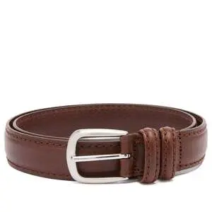 Anderson's Narrow Stitch Trimmed Leather Belt - Brown