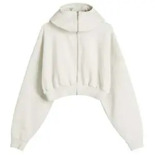 ENTIRE STUDIOS Cropped Full Zip Hoodie - Rice