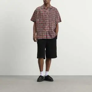 BEAMS Block Print Open Collar Shirt