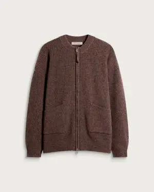 FRIZMWORKS Wool Deck Zip Cardigan - Choco Brown