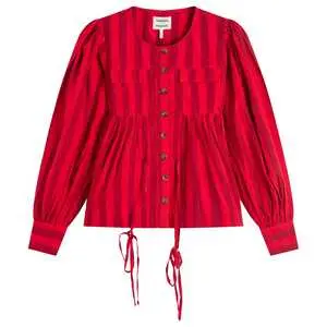 DAMSON MADDER Charlize Stripe Blouse - Red