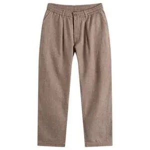 Universal Works Wool Herringbone Pleated Track Pant - Brown