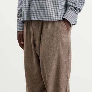 Universal Works Wool Herringbone Pleated Track Pant