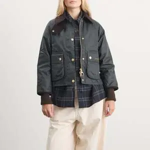 Barbour Cropped Beadnell Wax Jacket - Sage/ancient