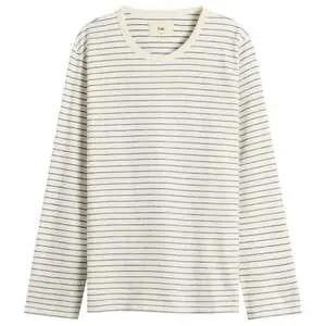 Folk Long Sleeve Textured Stripe T-shirt - Ecru/soft Blue