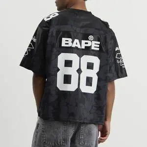 A BATHING APE Solid Camo Multi Logo Football Jersey T-shirt