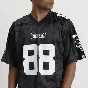 A BATHING APE Solid Camo Multi Logo Football Jersey T-shirt