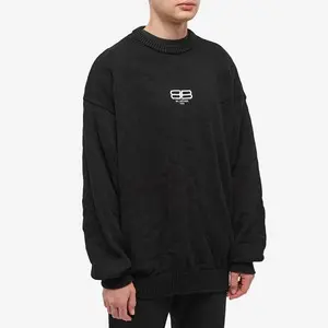Balenciaga Embroidered Bb Logo Crew Knit Sweatshirt