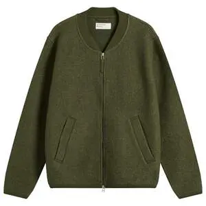 Universal Works Wool Fleece Zip Bomber Presented Jacket - Olive