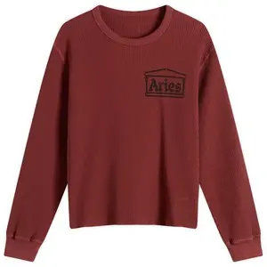 Aries Reversible Long Sleeve Baby Fit T-shirt - Burgundy