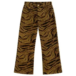 GANNI Printed Flock Denim Baggy Jeans - Khaki