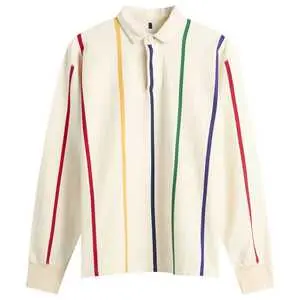 DRAKE'S Colourful Vertical Stripe Rugby - White Multi