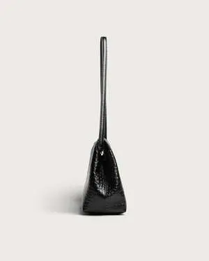 LIFFNER Pushlock Pouch Croc Embossed Shoulder Bag
