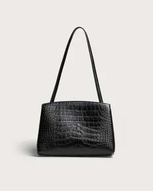 LIFFNER Pushlock Pouch Croc Embossed Shoulder Bag