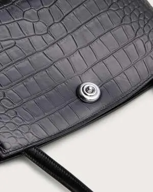LIFFNER Pushlock Pouch Croc Embossed Shoulder Bag