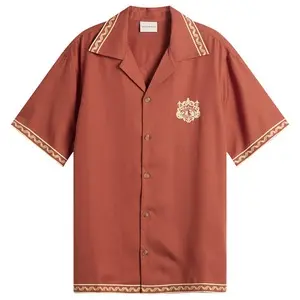 Drole De Monsieur Embroidered Bowling Shirt - Brick