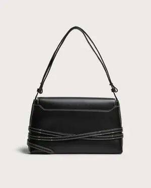 LIFFNER Belted Grained Leather Shoulder Bag