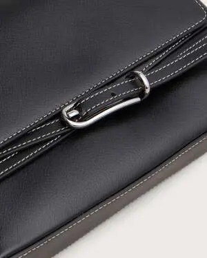LIFFNER Belted Grained Leather Shoulder Bag