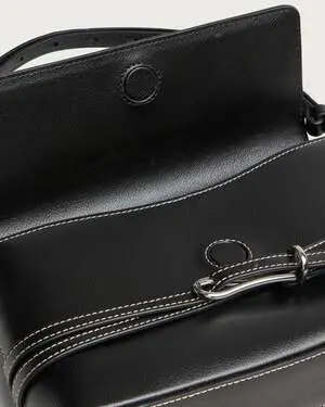 LIFFNER Belted Grained Leather Shoulder Bag