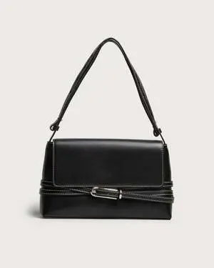 LIFFNER Belted Grained Leather Shoulder Bag