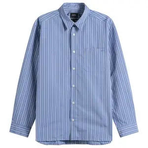 A.p.c. Loose-fit Blue Striped Shirt - Blue Grey