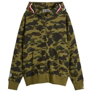 A BATHING APE 1st Camo Full Zip Shark Hoodie - Green