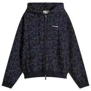 TTT MSW Dog Embroidery Zip Hoodie - Navy