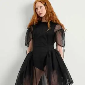 Simone Rocha Mini Puff Sleeve Cord Hip Dress